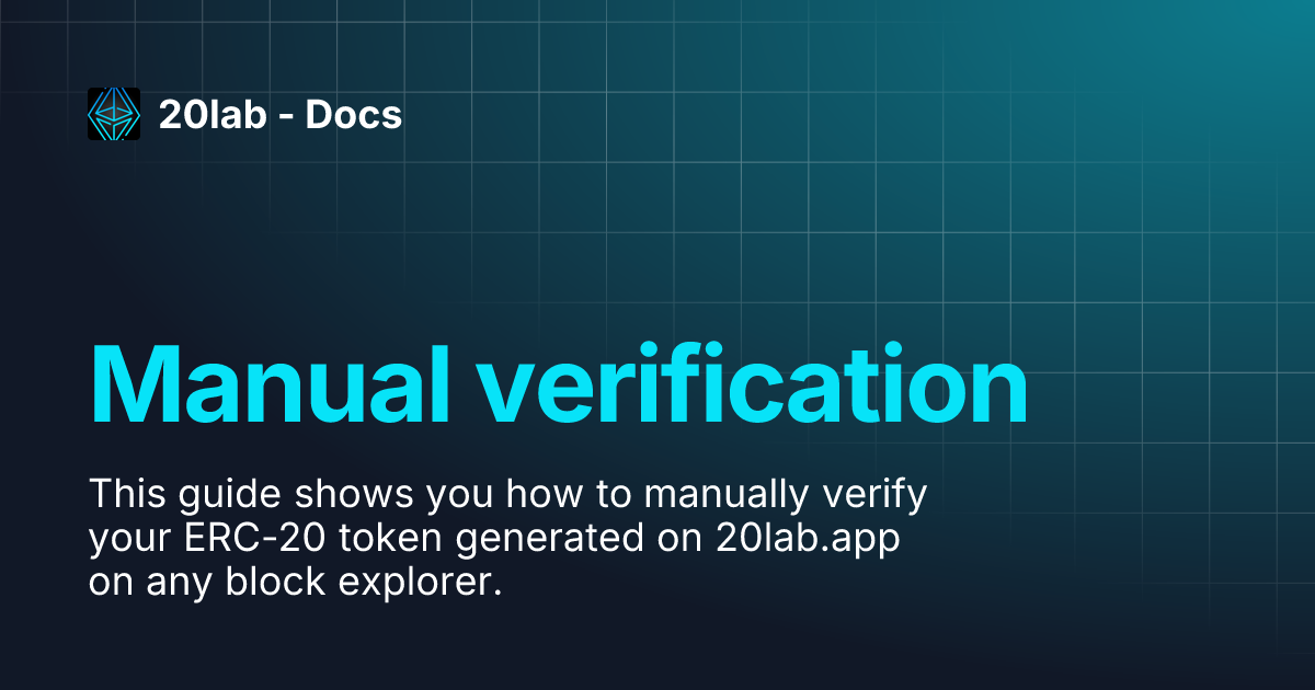 Manual verification | 20lab - Docs