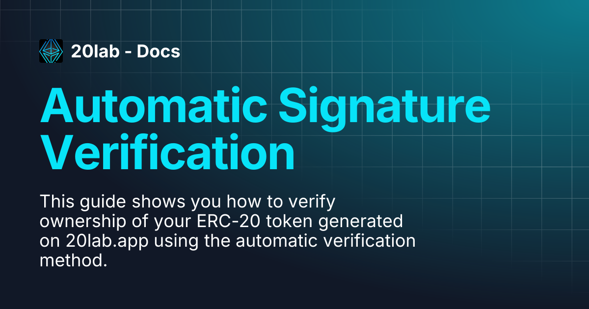 Automatic Signature Verification | 20lab - Docs